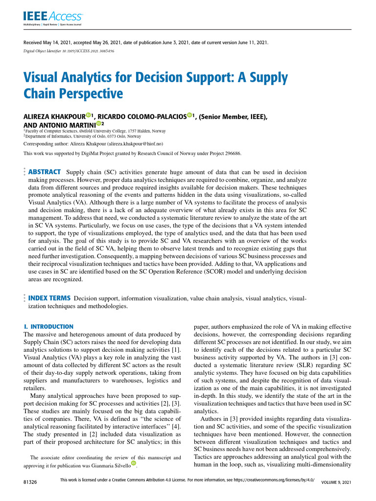 Visual Analytics For Decision Supprt A Supply Chain Perspective | PDF ...