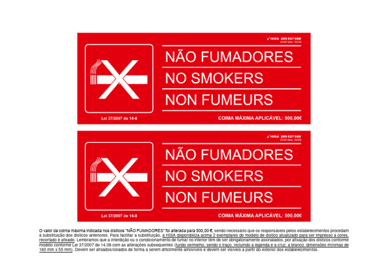 Novo Dístico Proibido Fumar 2025 | PDF