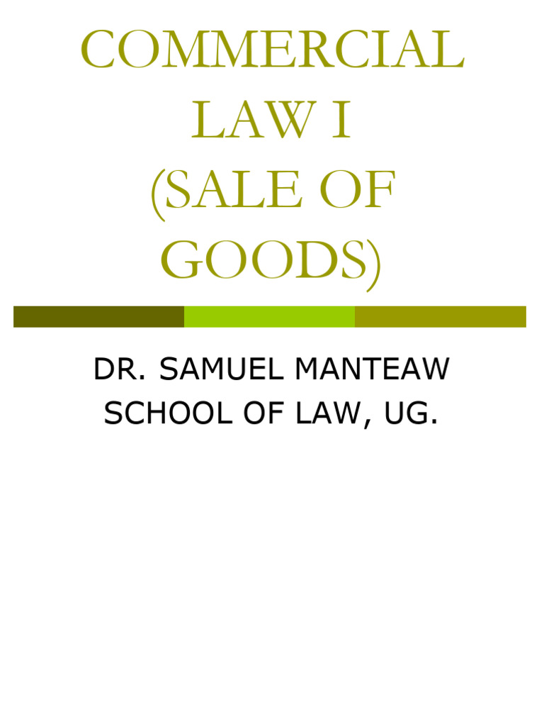 Sale of Goods Law | PDF | Breach Of Contract | Sales