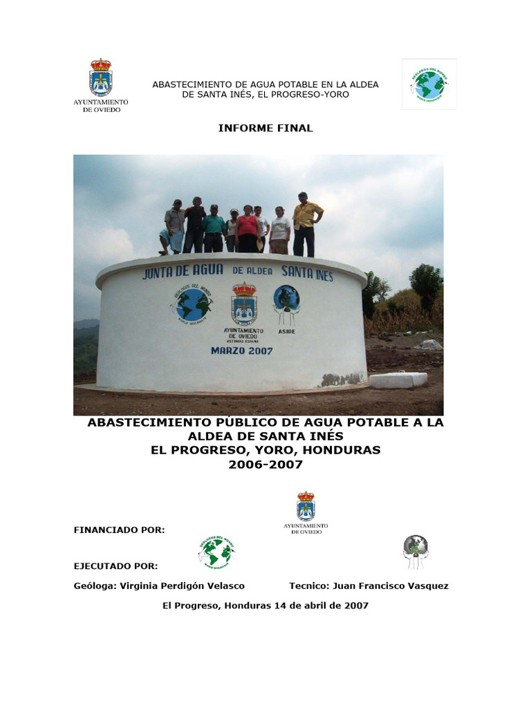 Abastecimiento Público de Agua Potable A La Aldea de Santa Inés El Progreso, Yoro, Honduras ...
