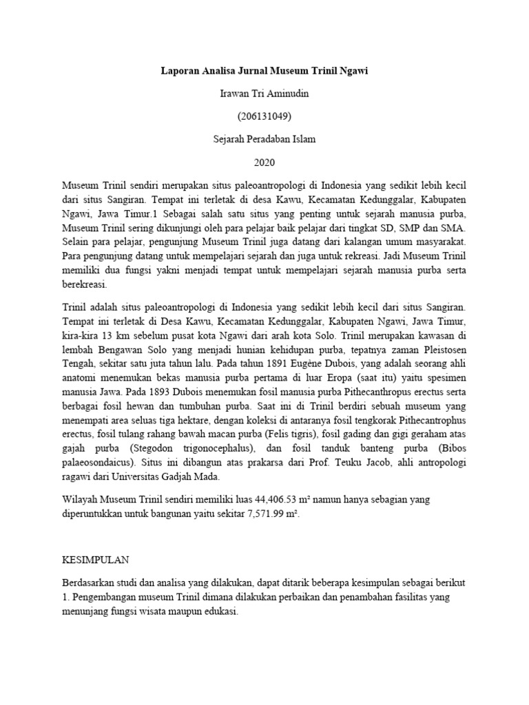 Pengembangan Museum Trinil Ngawi | PDF