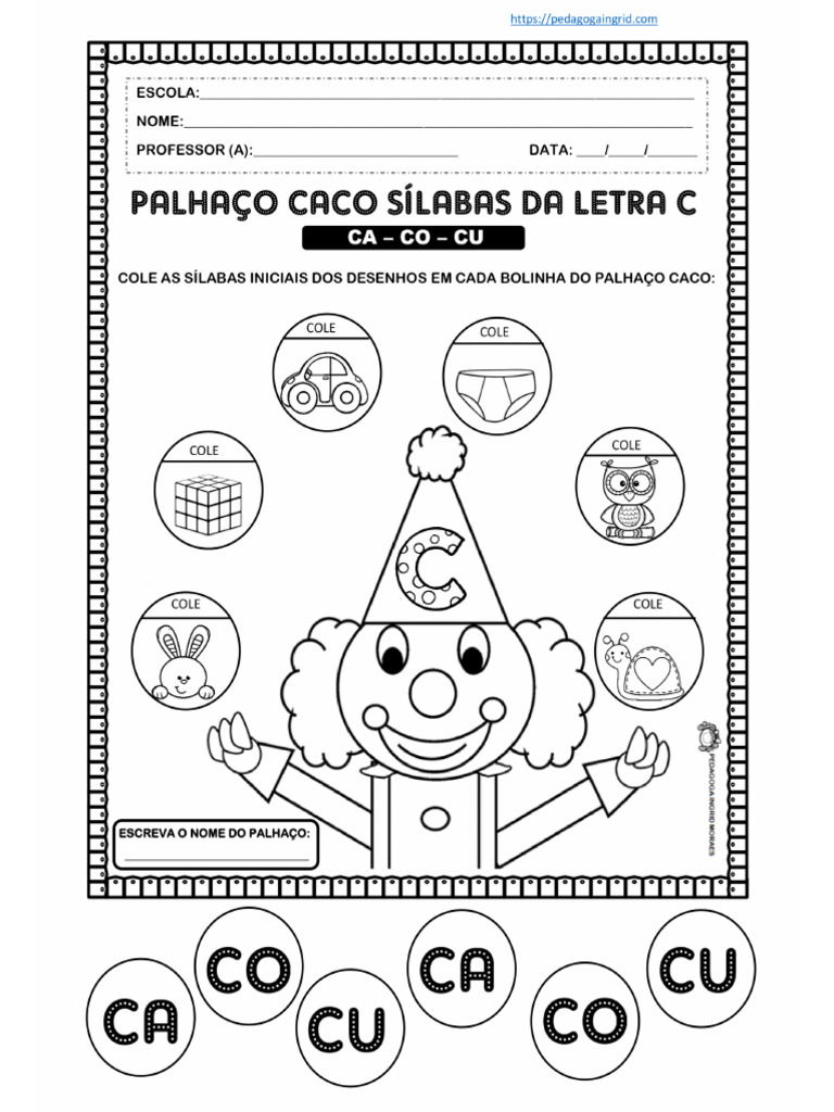 Atividade Palhaço Caco Sílabas Do C | PDF