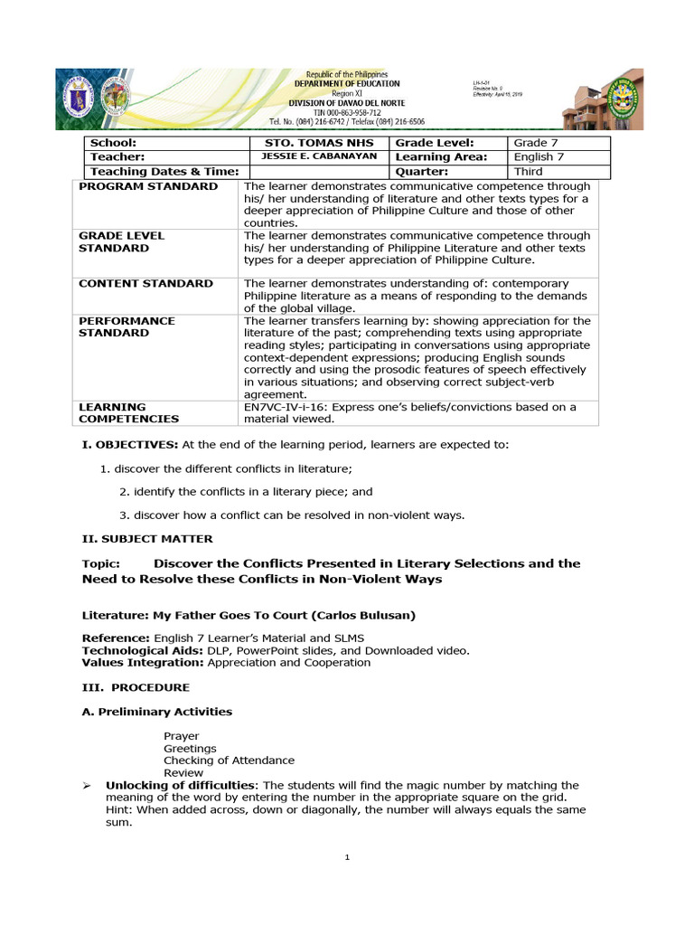 Cot Lesson Plan | PDF | Learning | Motivation
