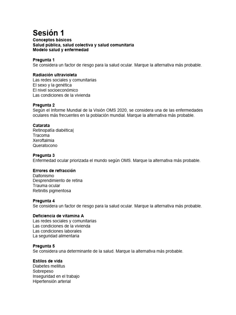 Banco de Preguntas Primer Examen | PDF | Ojo humano | Glaucoma