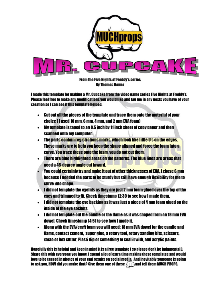 Mr. Cupcake Papercraft Template Guide | PDF