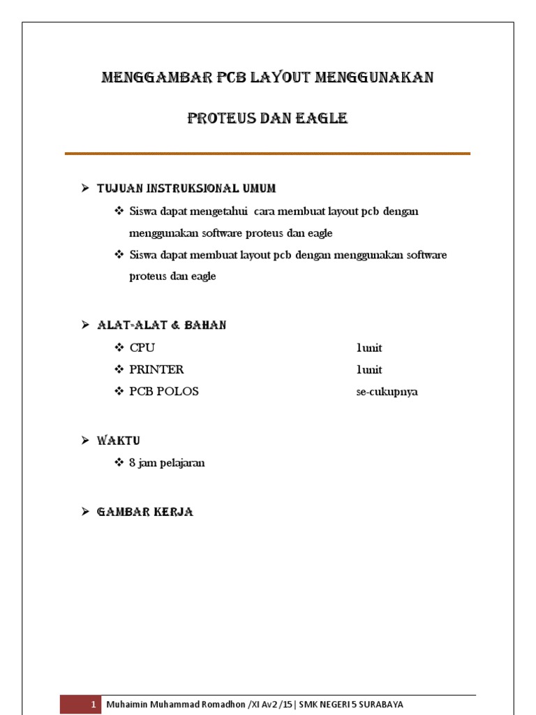 Jobsheet Pak Angga Proteus+Eagle | PDF