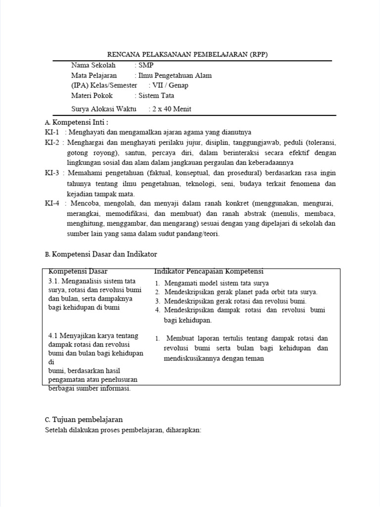 PDF RPP Tata Surya SMP Kelas 7 - Compress - Removed | PDF | Karier & Perkembangan