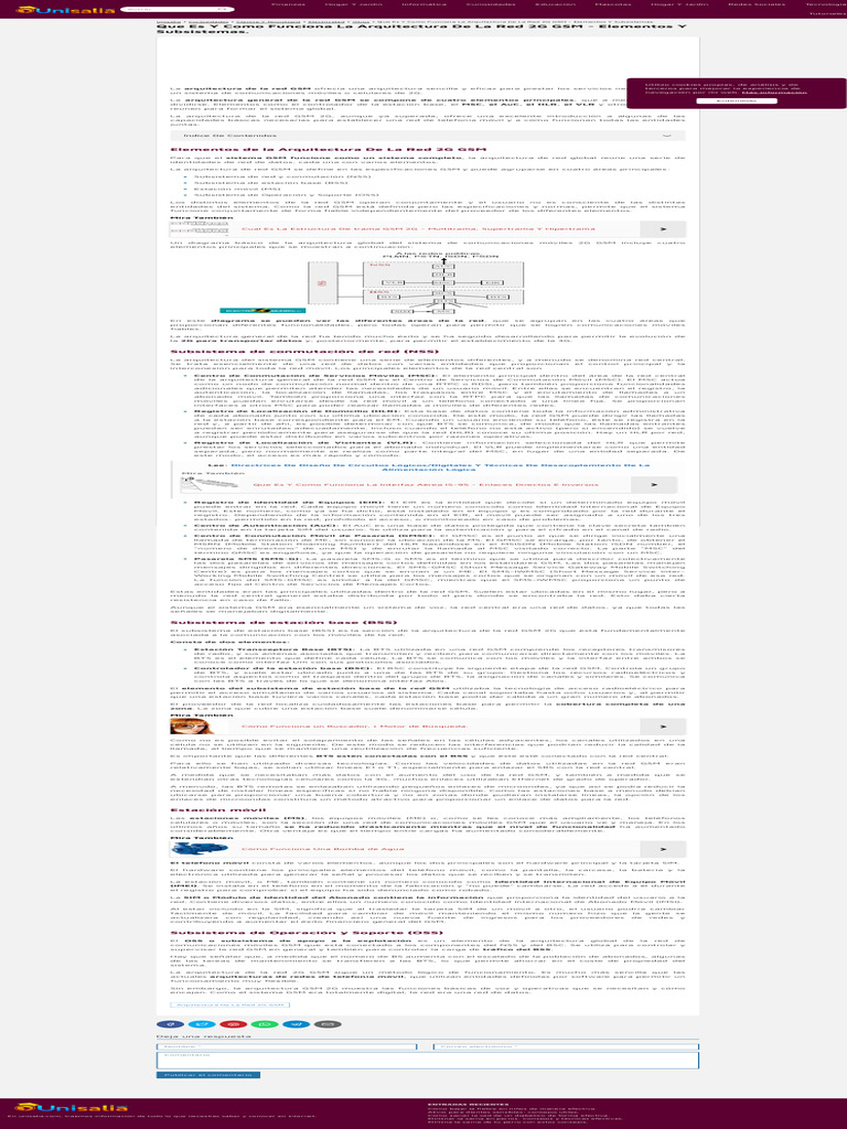 Que Es Y Como Funciona La Arquitectura de La Red 2G GSM | PDF | Gsm | Teléfonos móviles