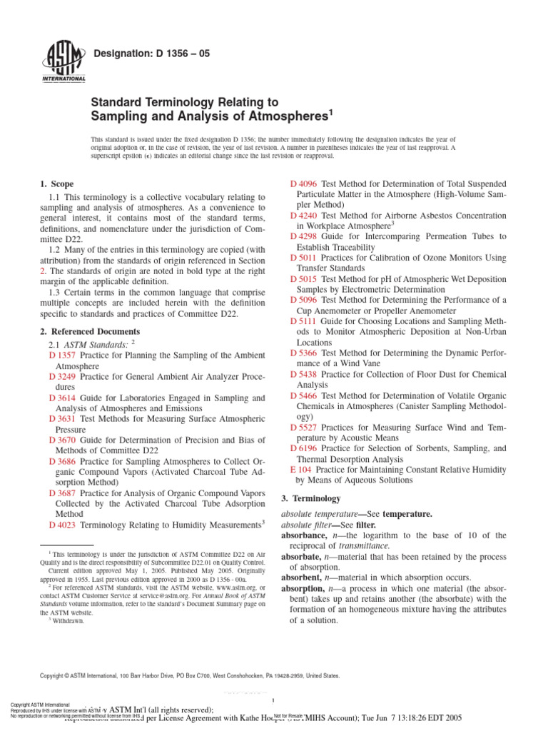 Astm d1356 | PDF | Adsorption | Atmosphere Of Earth