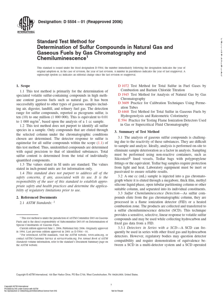 Astm d5504 | PDF | Gas Chromatography | Combustion