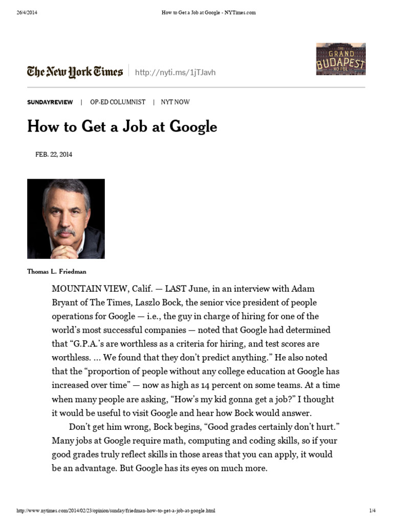 Google Job Application Insights | PDF | Leadership | Expert