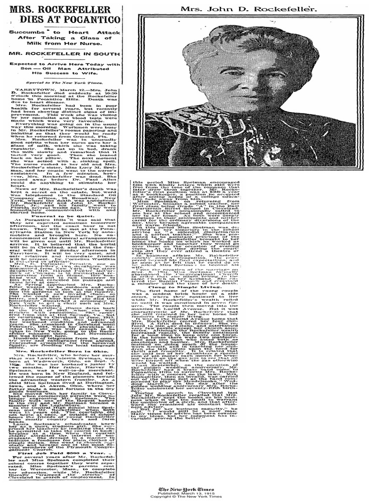 Laura Spellman Rockefeller Death | PDF