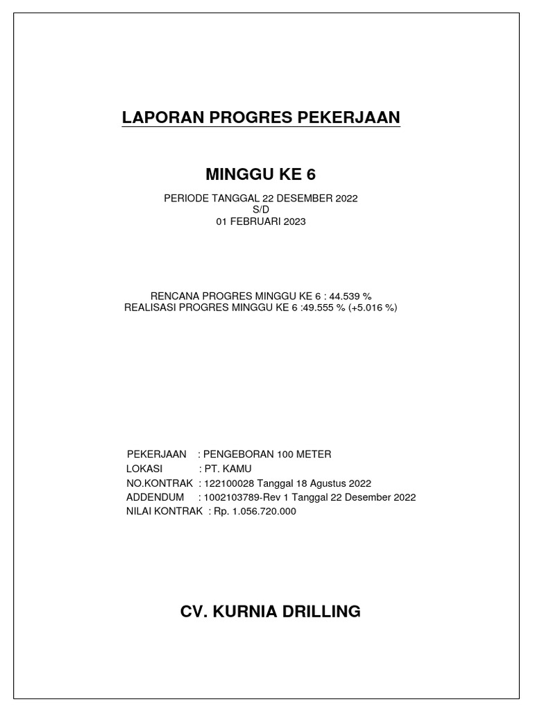 Laporan Progres Pekerjaan - 49.55 | PDF
