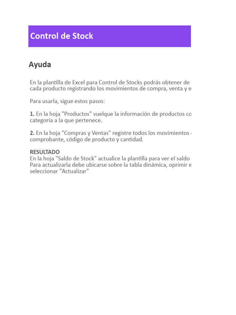 Planilla de Excel para Control de Stocks | PDF | Informática | Software