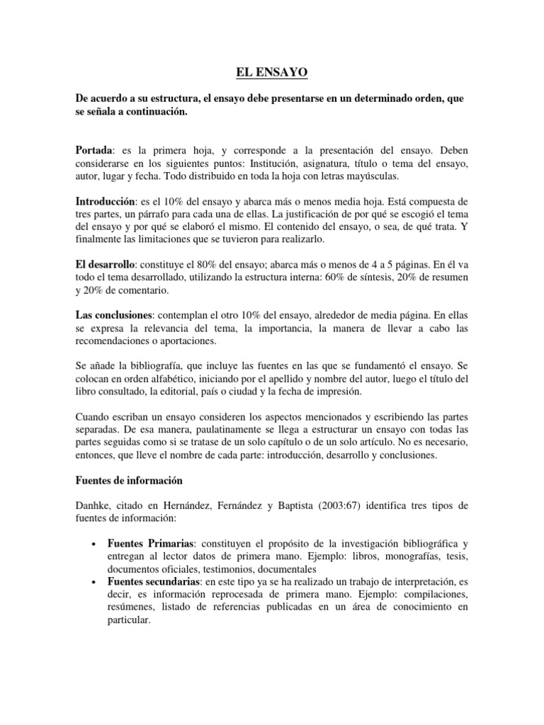 El Ensayo | Descargar gratis PDF | Ensayos | Sumario abstracto)