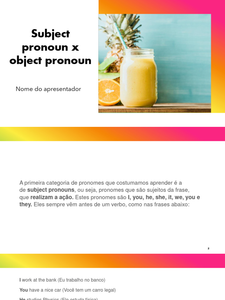 Subject Pronoun X Object Pronoun | PDF
