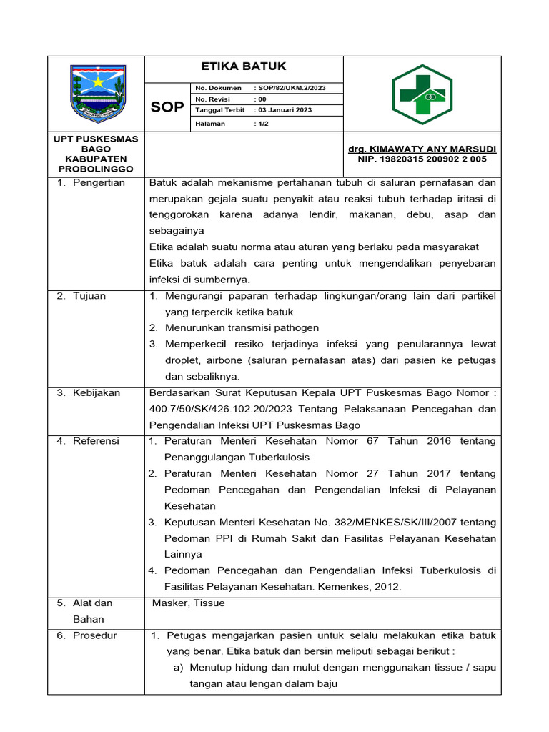 Sop Etika Batuk | PDF