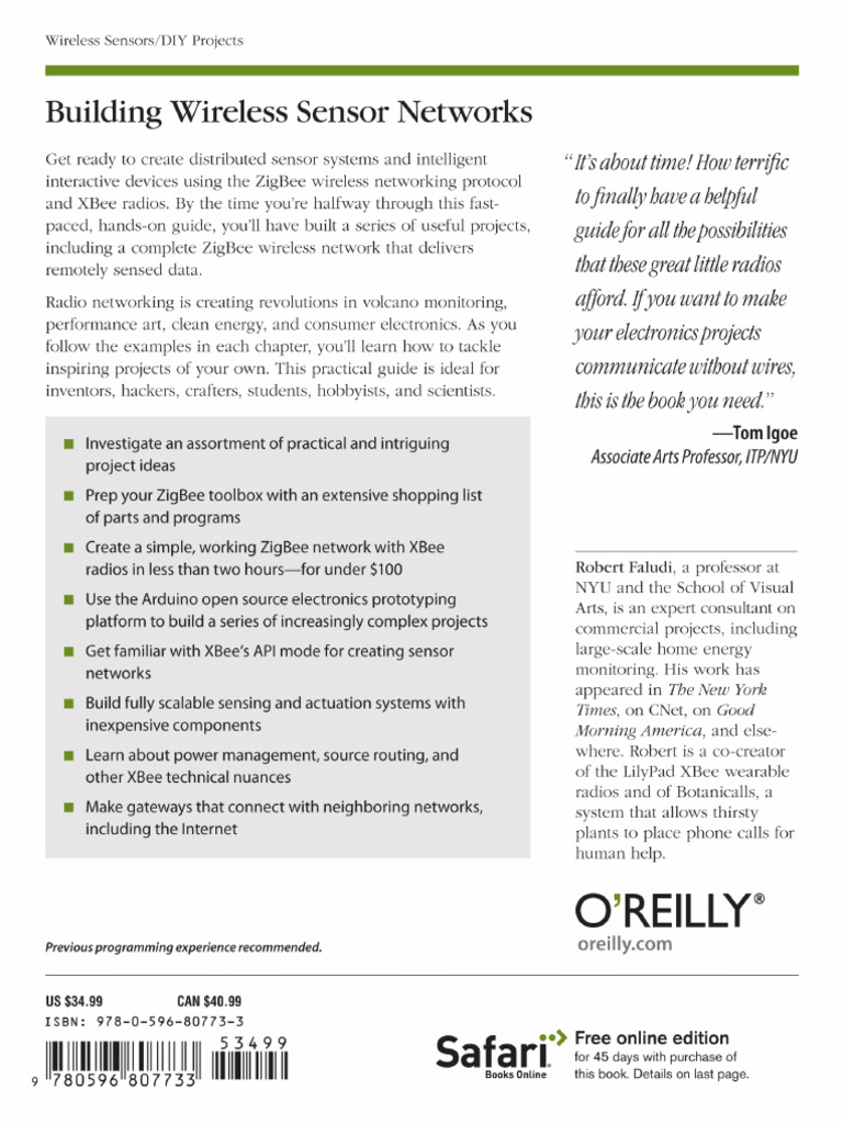 Robert Faludi Building Wireless Sensor Networks With Zigbee Xbee Arduino And Processing O