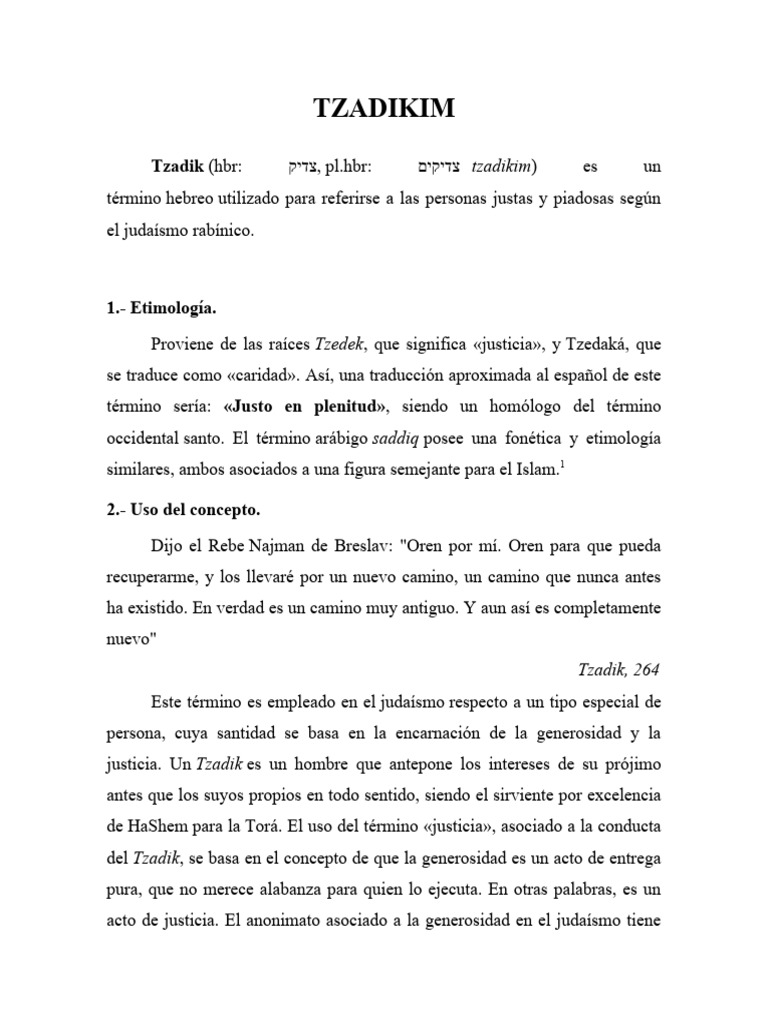 Significado y tipos de Tzadikim | PDF | Teología | Creencia religiosa y ...