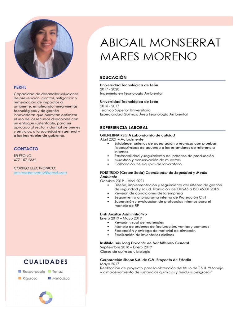 Perfil Profesional de Abigail Mares | PDF | Laboratorios