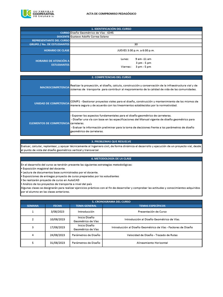 Compromiso Pedagogico DGV | PDF | Diseño