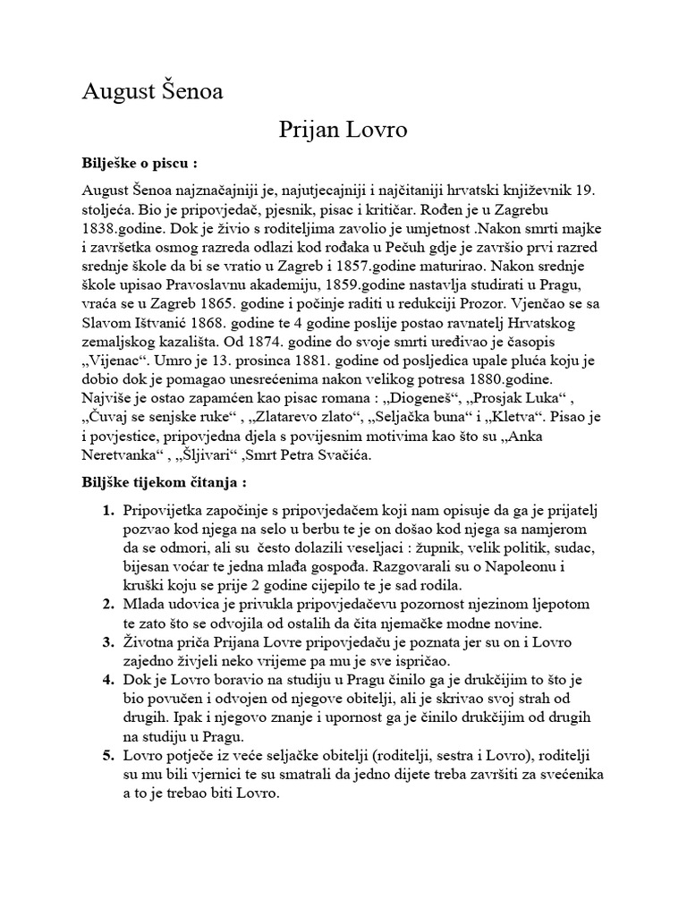 Lektira Prijan Lovro | PDF
