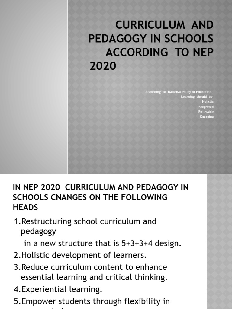 NEP 2020: Transforming School Curriculum | PDF | Curriculum | Pedagogy