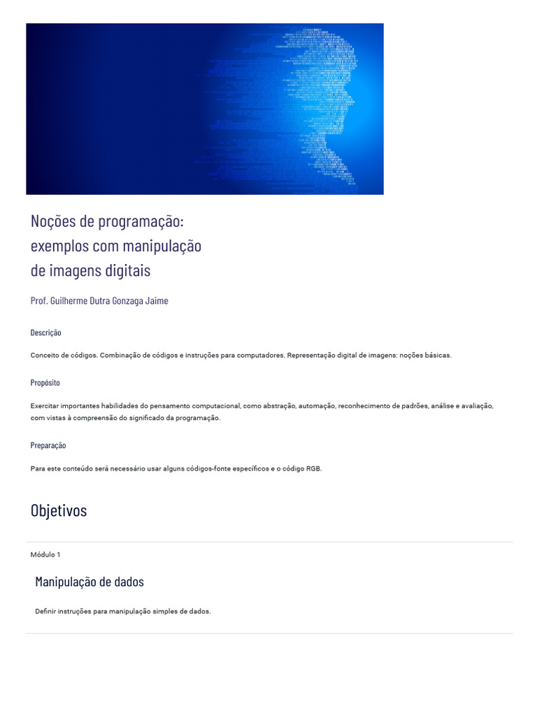 Manipulação de Imagens Digitais em JavaScript | PDF | Pixel | Modelo de ...