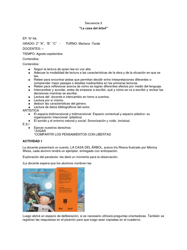 Sec 3 LA CASA DEL ARBOL 2 Grado | PDF | Cuentos | Narración