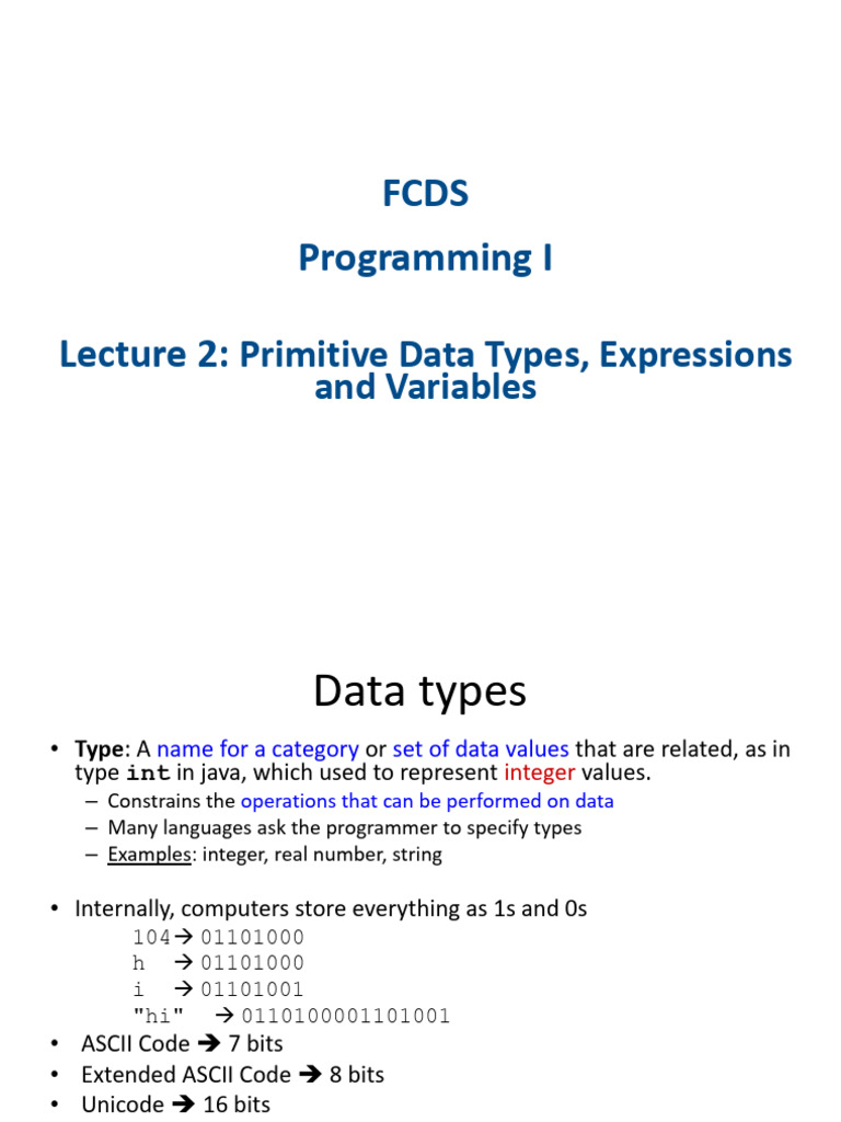 Lecture 2 New 10.10.2023 | PDF | Data Type | Integer (Computer Science)