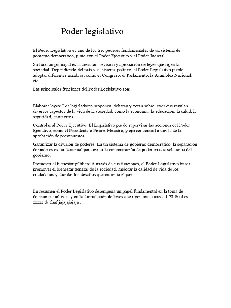 Poder Legislativo | PDF