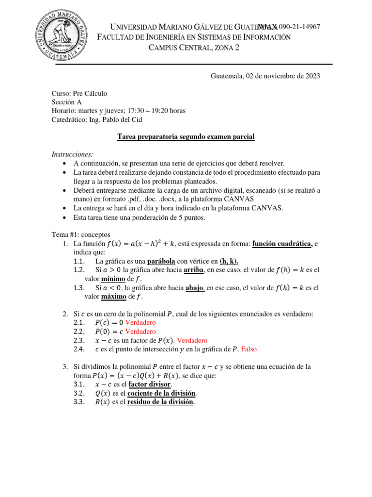 Tarea Final Precalculo - Jmax - 090-21-14967 | PDF