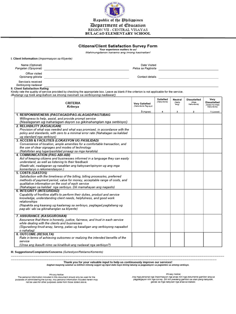 Client Survey Form A4 | PDF | Business
