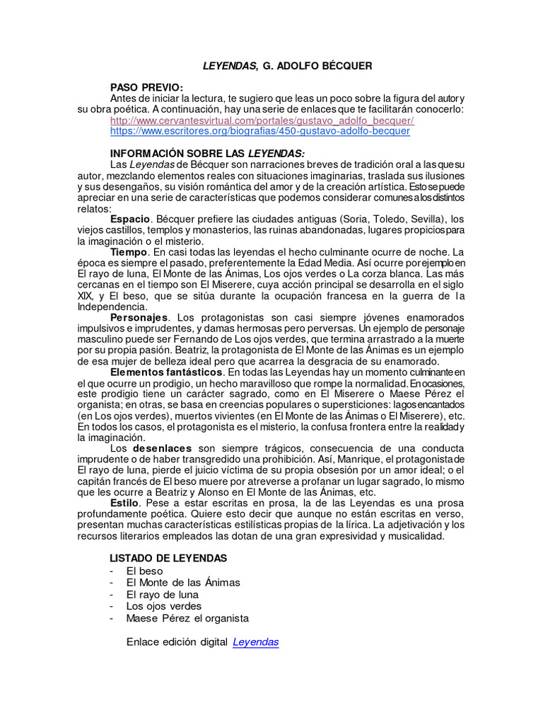 Guía Lectura Leyendas | PDF