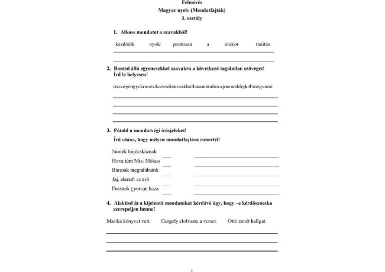 Magyar Nyelv 3.osztály - Gyak | PDF