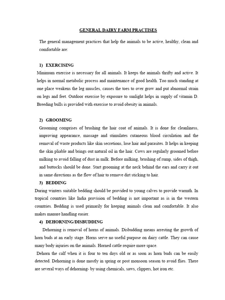 Class 5 - General Farm Practices | PDF | Dairy Cattle | Cattle