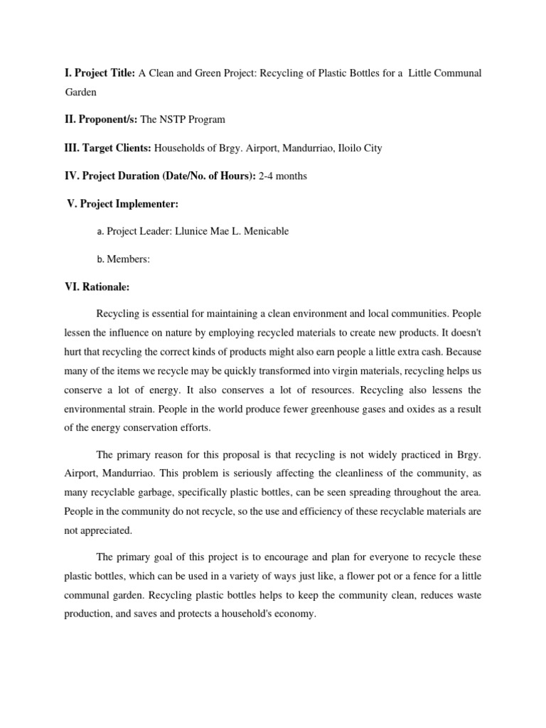 Project Proposal | PDF | Recycling | Waste