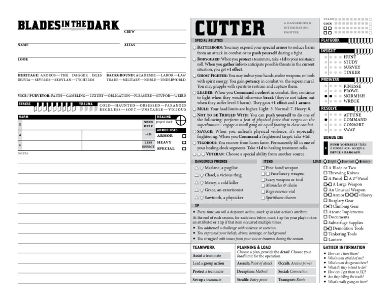 Blades Sheets v8 2 Cutter | PDF
