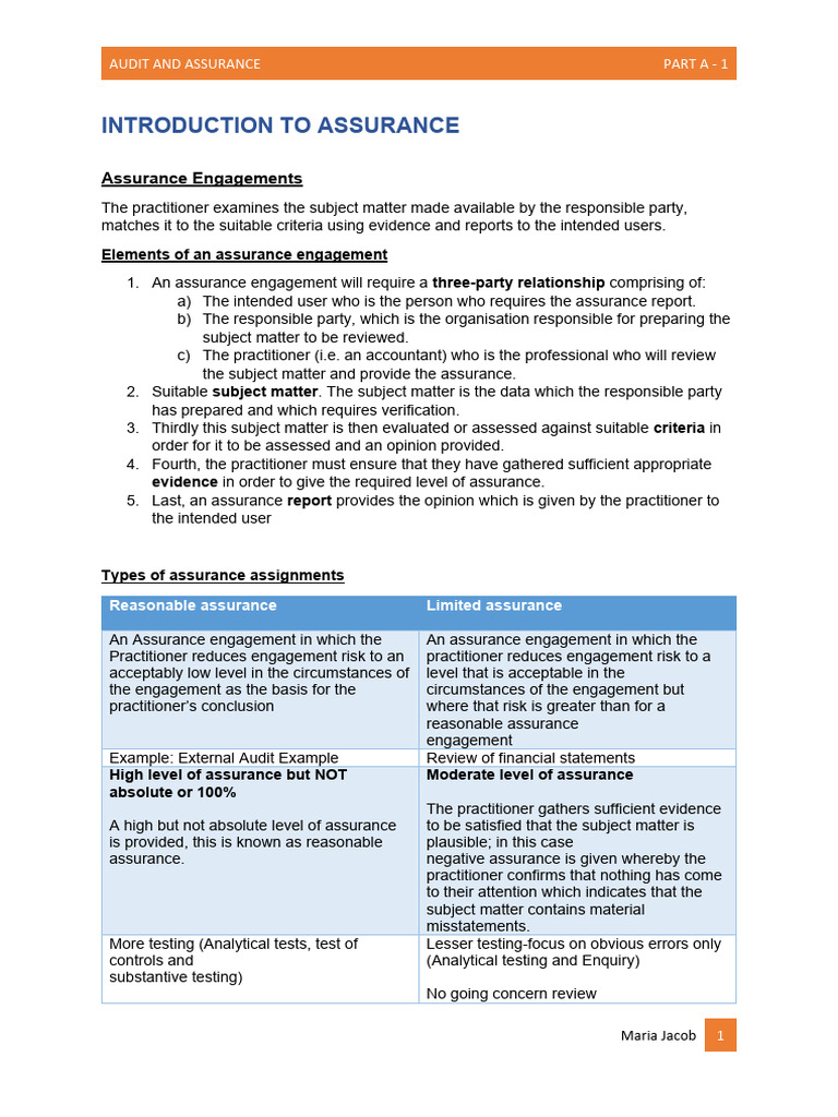 Assurance Engagements Overview | PDF | Audit | Financial Audit