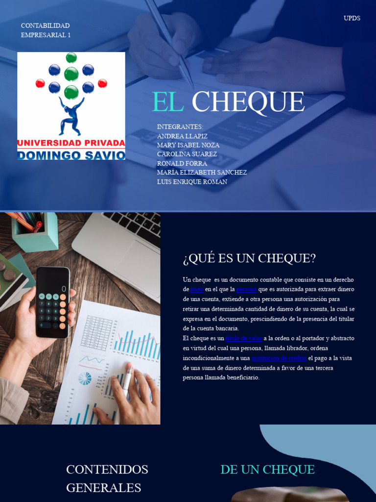 Contabilidad Empresarial 1 Cheque | PDF | Cheque | Bancos