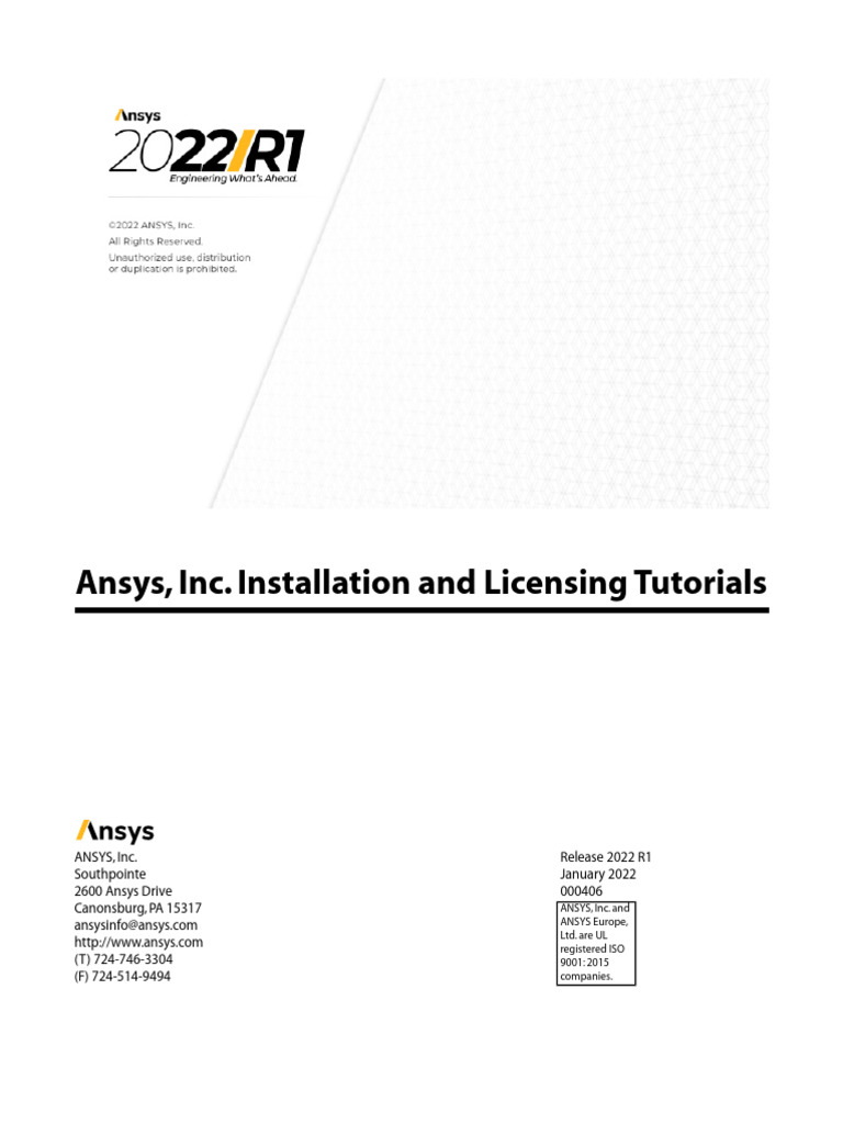 ANSYS Inc Installation and Licensing Tutorials 2022 R1 | PDF | Installation (Computer Programs ...