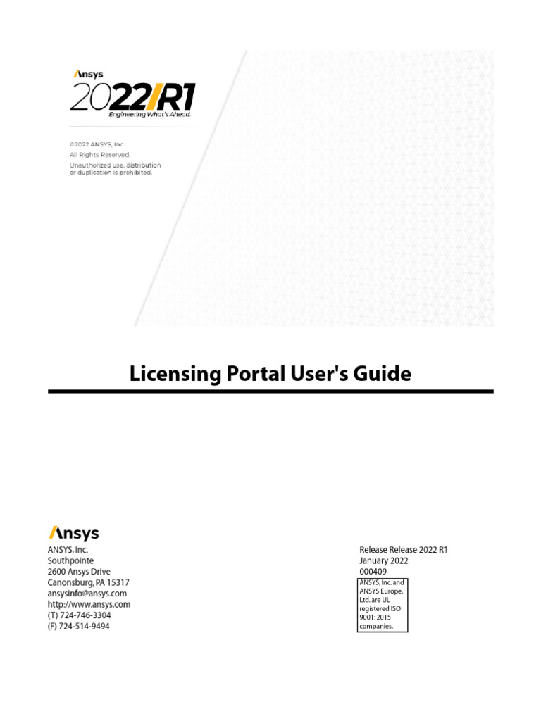 Ansys Licensing Portal Users Guide | PDF | Cloud Computing | Trademark