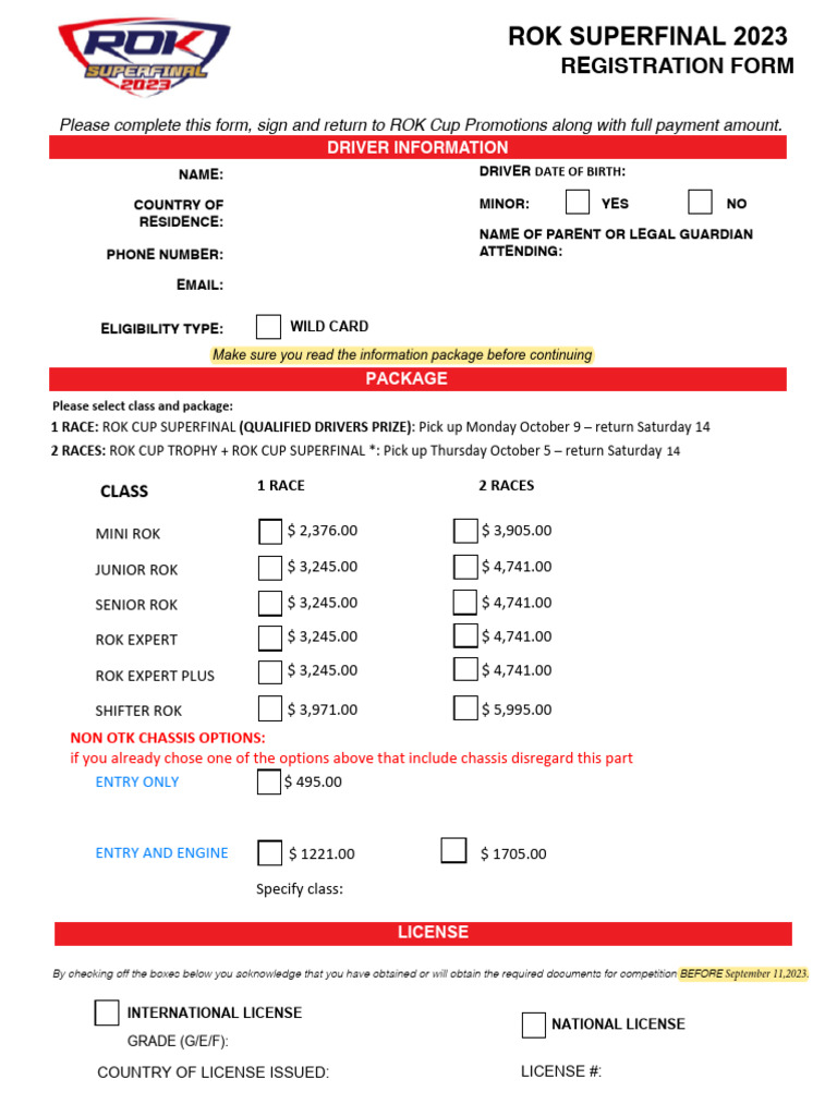 Rok Cup Superfinal Registration Form 2023 | PDF | Credit Card | Debit Card
