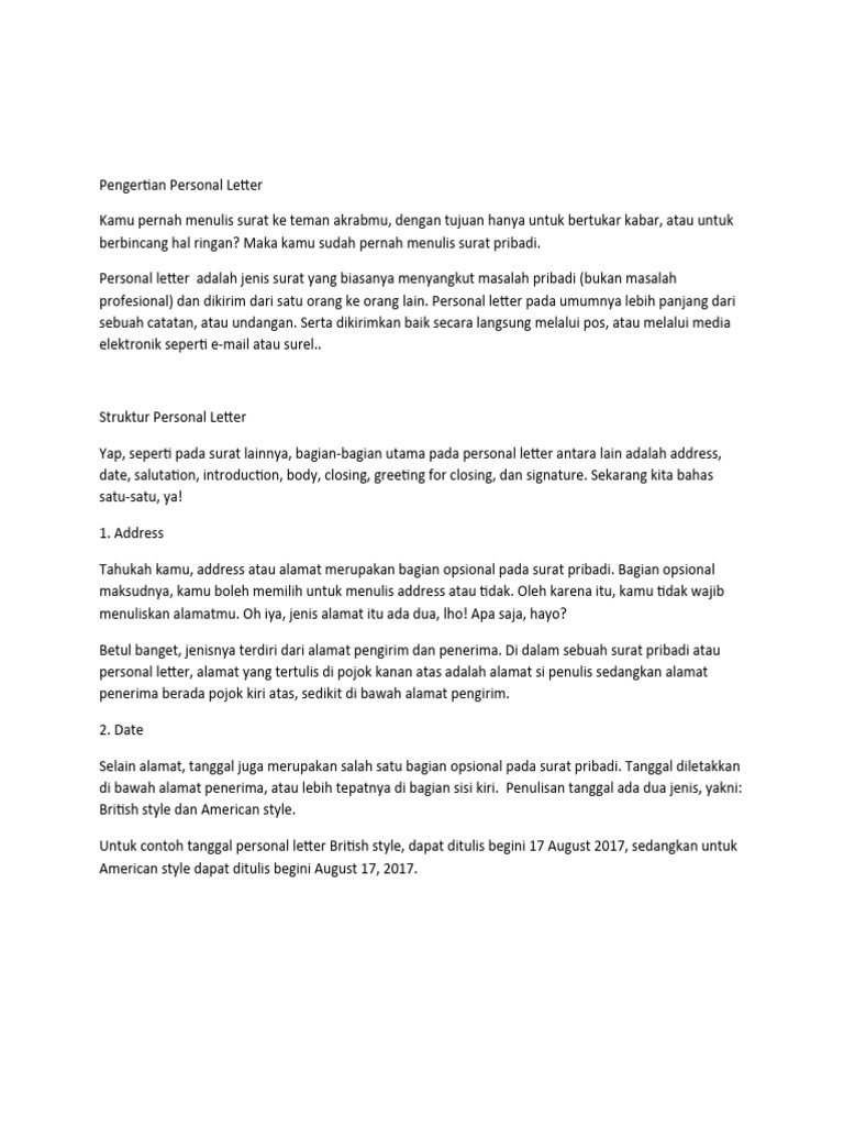 Materi Personal Letter | PDF