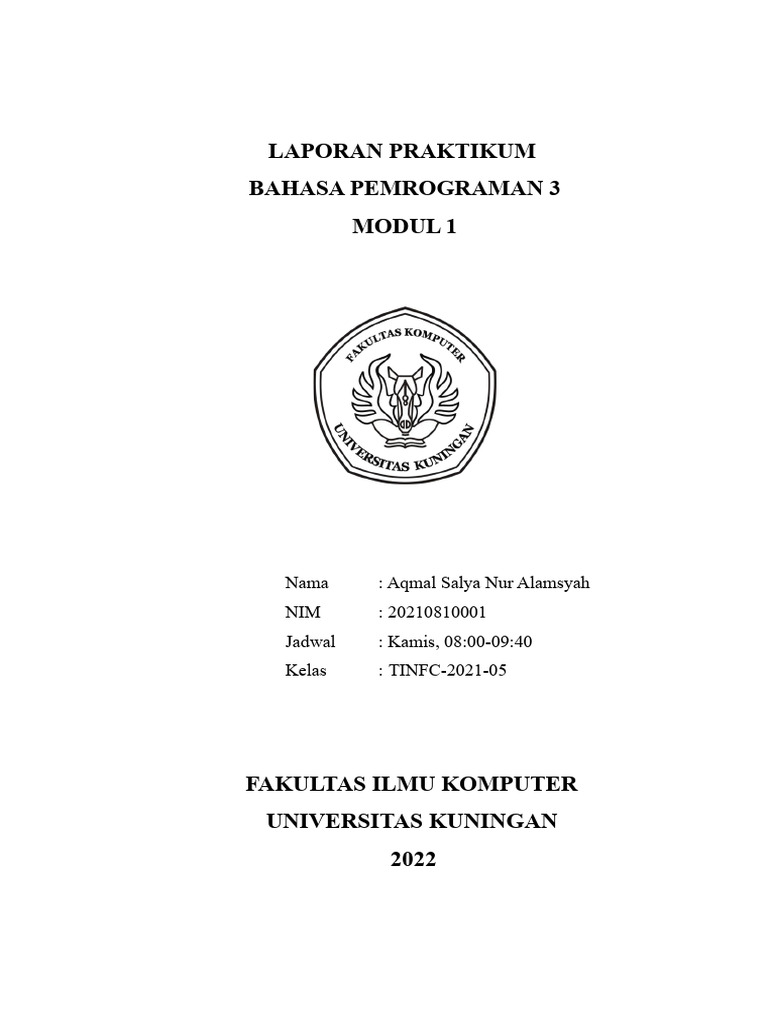 Laporan Praktikum Grafika Komputer M1 - Aqmal Salya Nur Alamsyah.docx | PDF