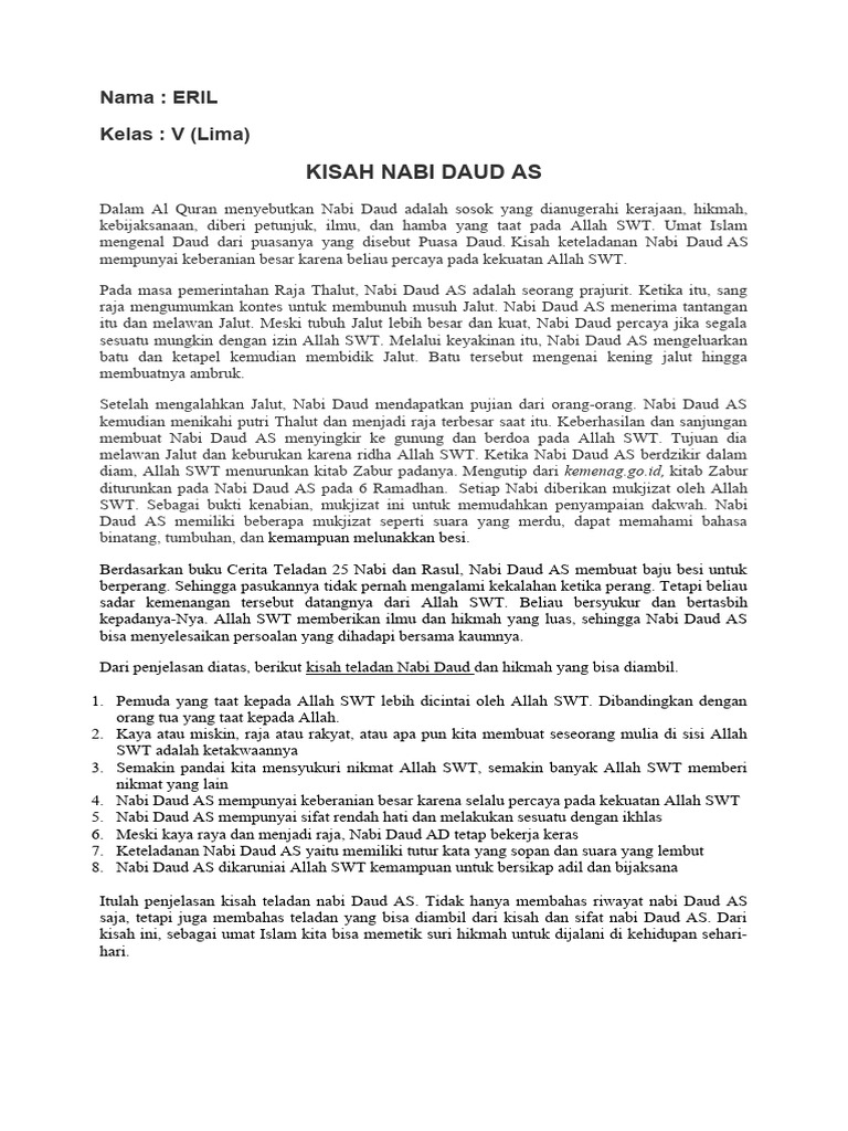 Kisah Nabi Daud AS | PDF