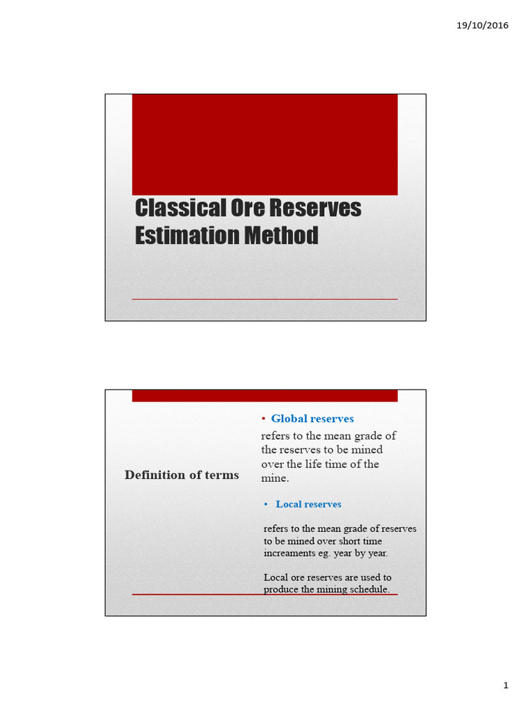5 Classical Ore Reserves Estimation Method | PDF | Data | Ore