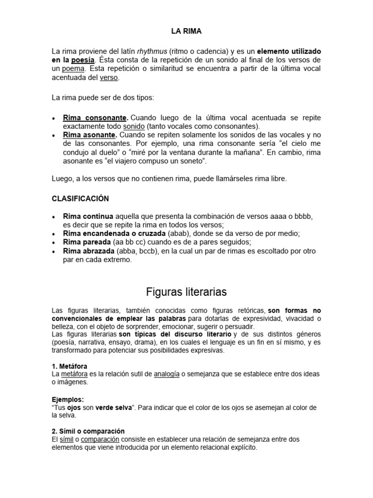 Figuras Retóricas y Tipos de Rima | PDF | Rima | Poesía