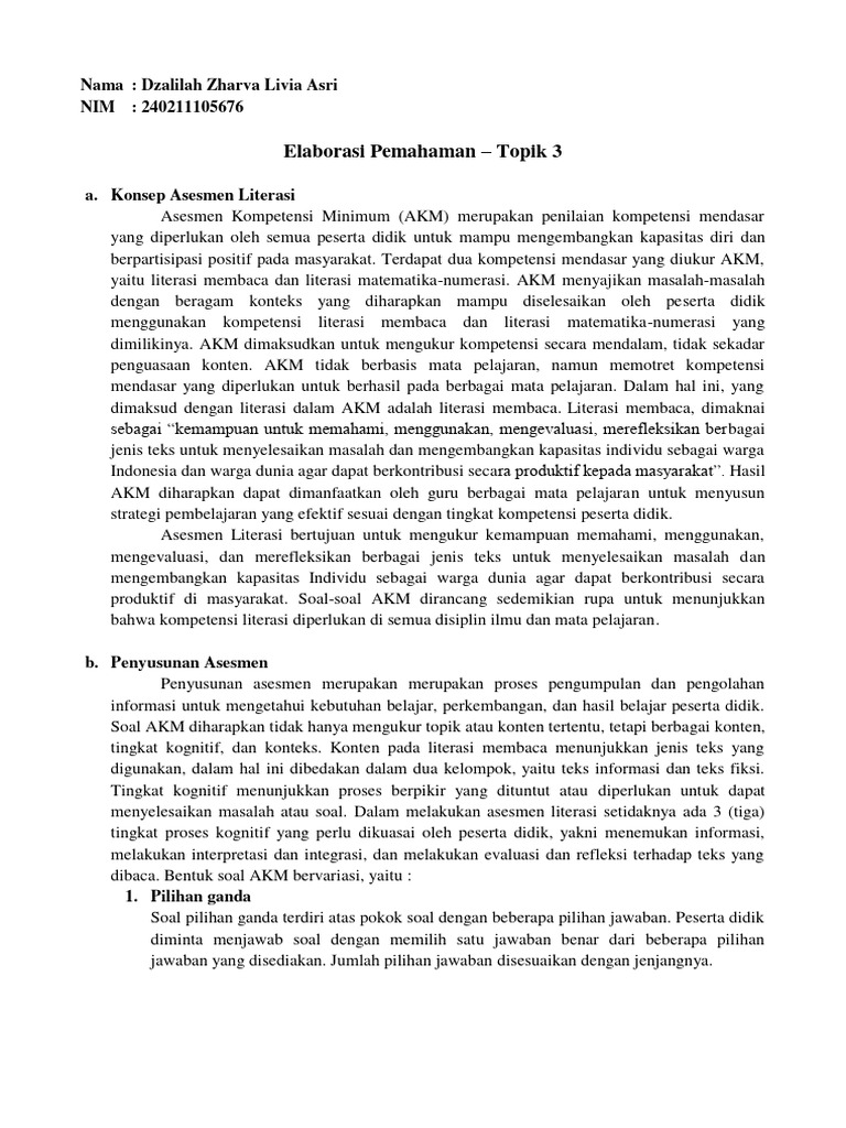 Elaborasi Pemahaman Literasi Lintas Mata Pelajaran | PDF