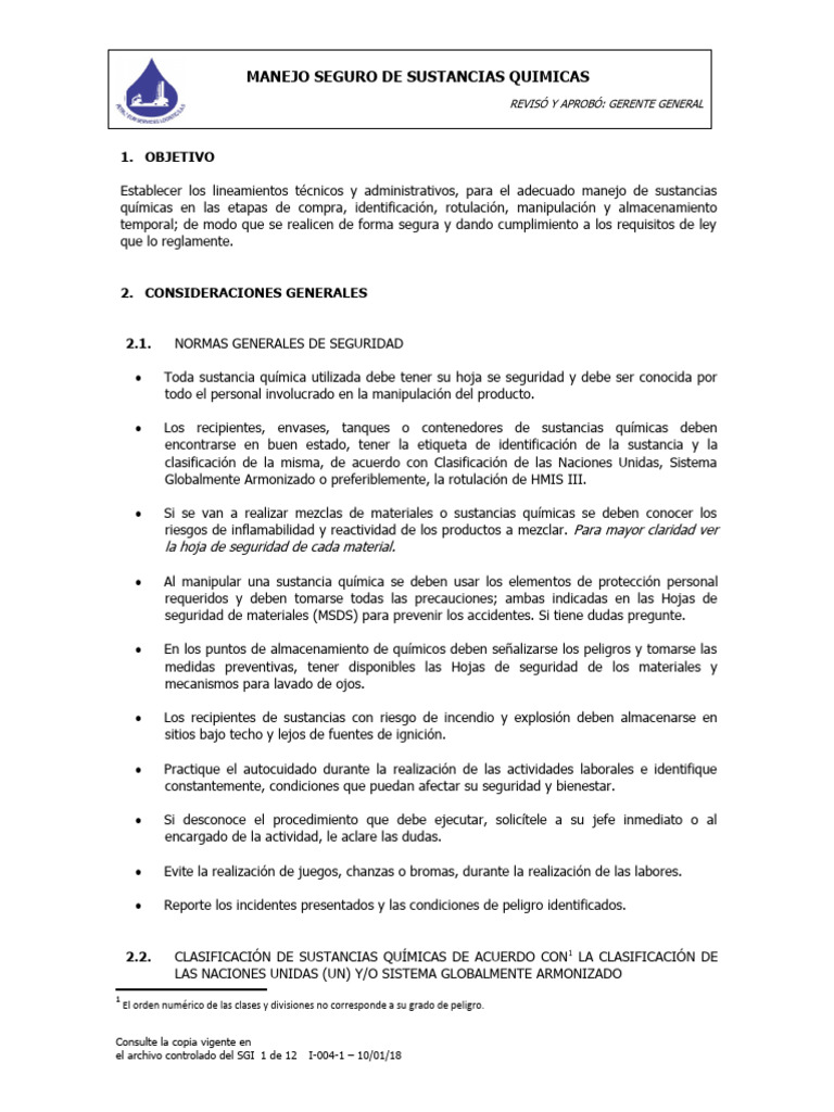 I-004-1 Manejo Seguro de Sustancias Quimicas | PDF | Desintegración ... I-004-1 Manejo Seguro de Sustancias Quimicas | PDF | Desintegración ...